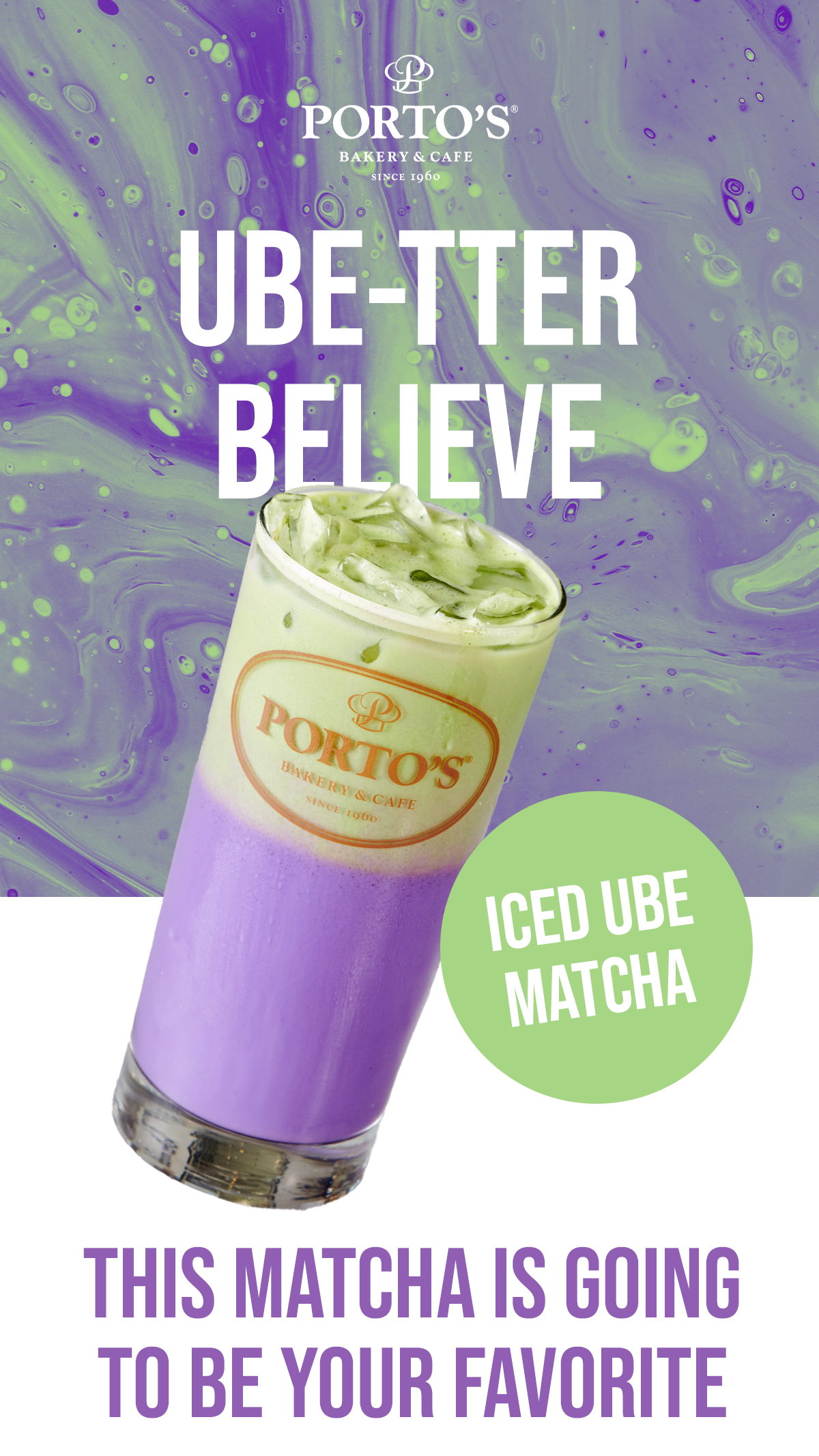 Porto's Bakery: Have you tried our Iced Ube Matcha Latte? 💜🍵 | Milled