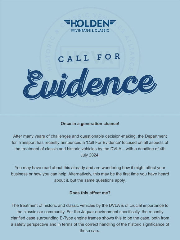 Holden: DVLA Call for Evidence | Milled
