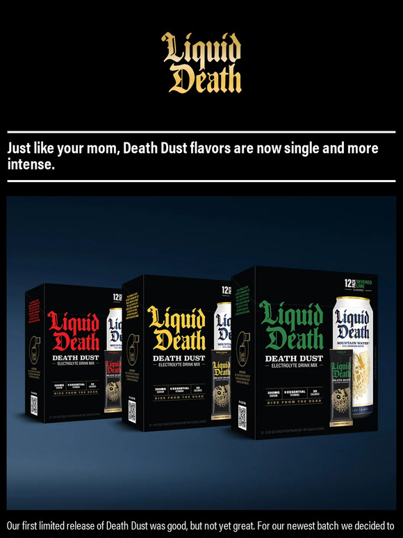 Liquid Death: New Death Dust Formula and Packs | Milled
