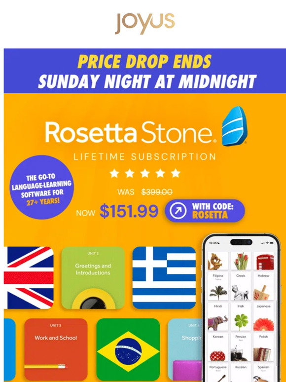 Joyus: 💥 HUGE Rosetta Stone Price Drop 💥 | Milled