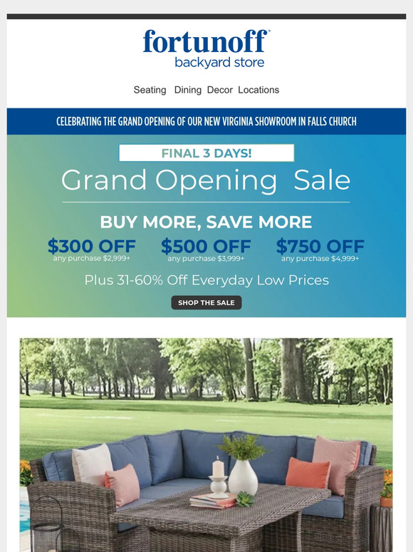 Fortunoff Backyard Store: Final 3 days of our Grand Opening Sale👋 | Milled