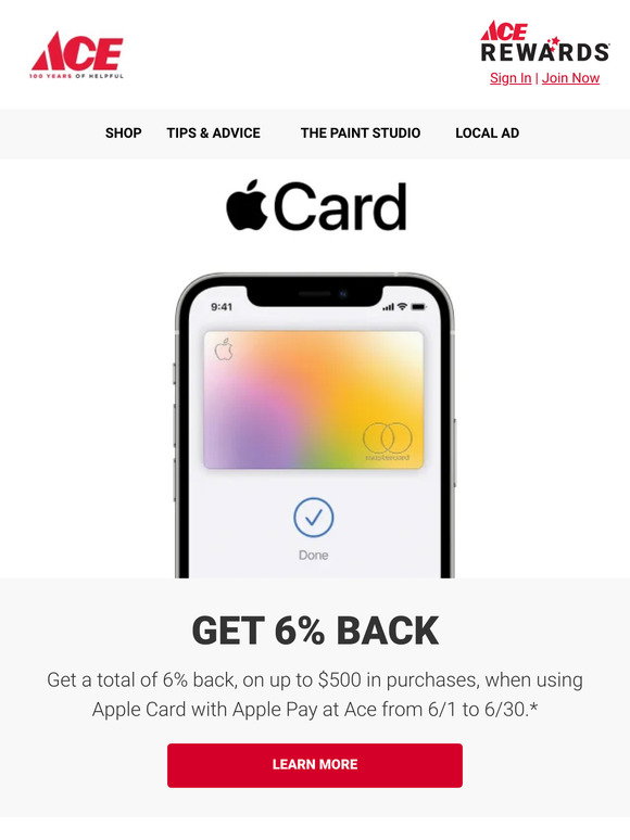 Ace Hardware: Earn Daily Cash Now Using Apple Card with Apple Pay at ...