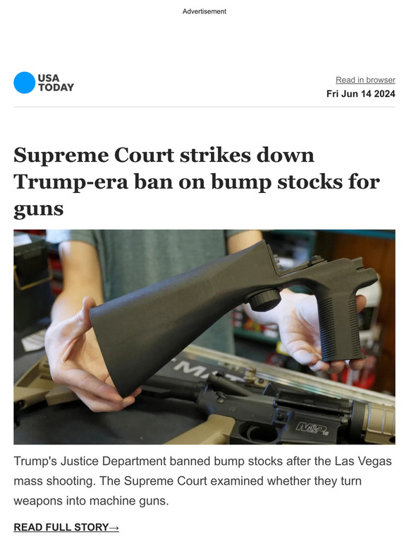 USA TODAY: Breaking: Supreme Court rules that bump stocks are legal, a win for gun rights ...