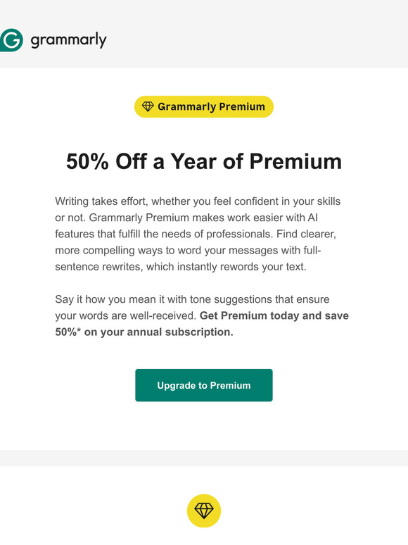 Grammarly: Get 50% off a full year of Premium | Milled