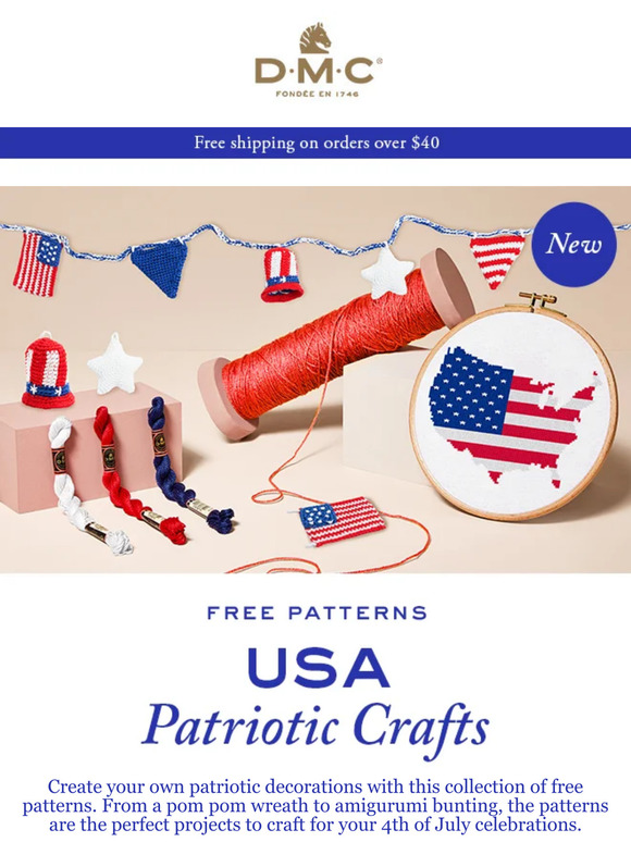 DMC: Free Patterns: USA Patriotic Crafts 🇺🇸 | Milled