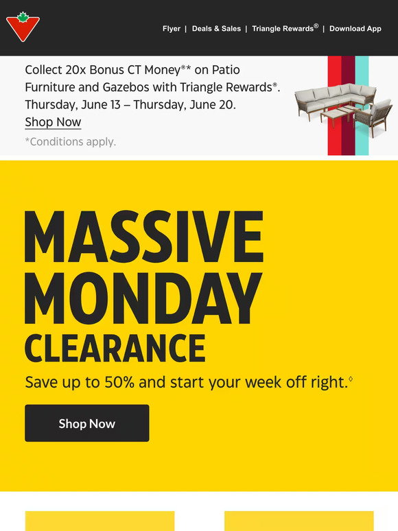 Canadian Tire: Massive Monday Clearance, right this way ️ | Milled