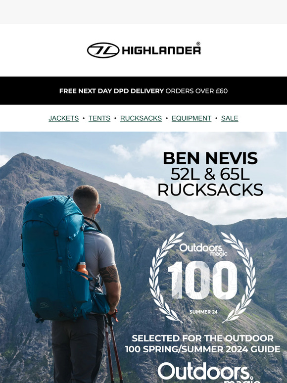 Highlander: Ben Nevis Rucksacks Selected for the Outdoor 100 Spring ...