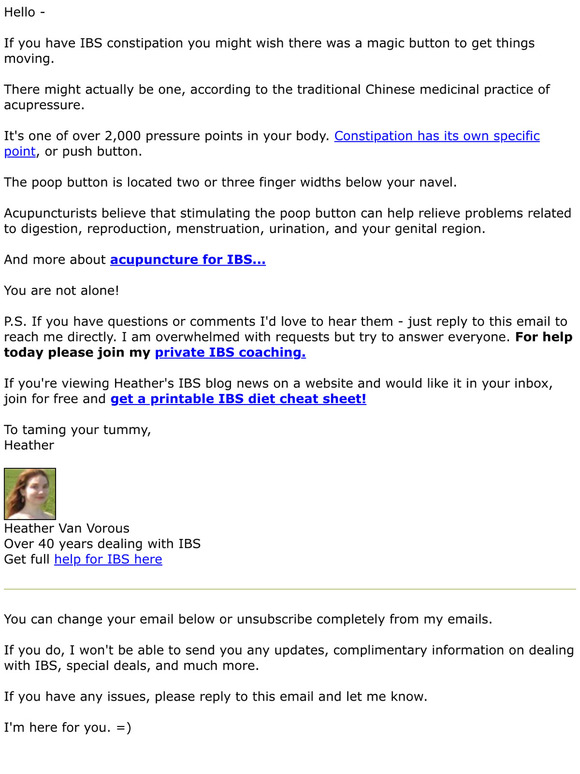 Heather's Tummy Care: IBS news flash. How to find your poop button and ...