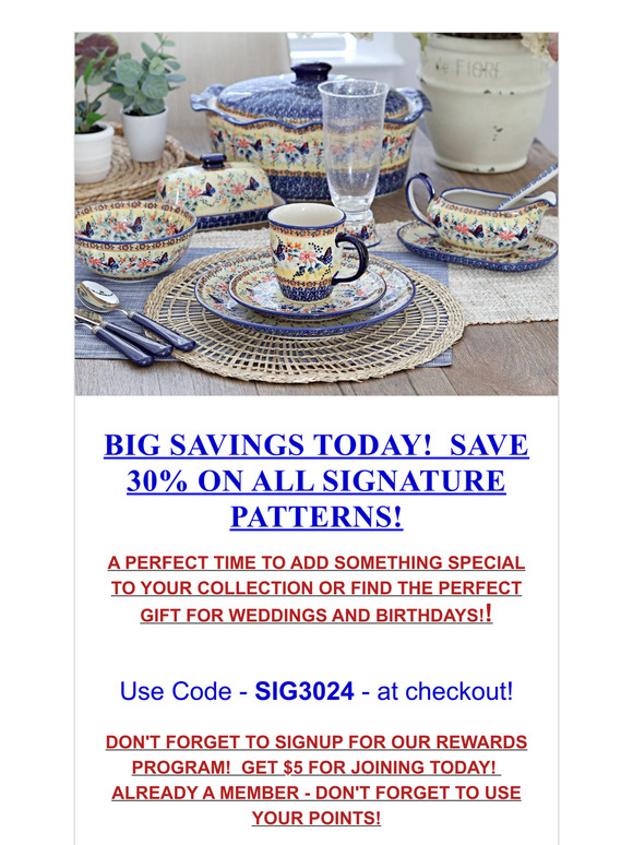 Blue Rose Pottery: Love savings? Shop our Signature patterns at a 30% ...