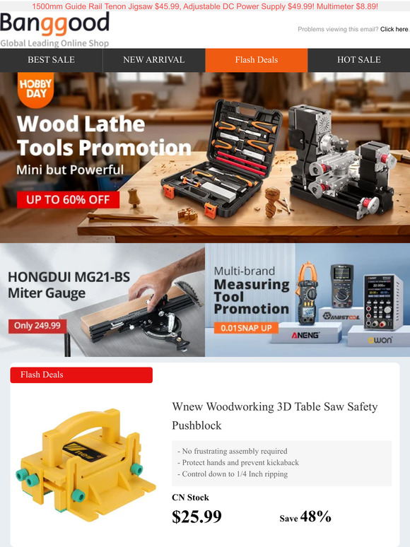 Banggood: Wood lathe Tool Up To 60% OFF! Wnew 3D Table Saw Pushblock ...