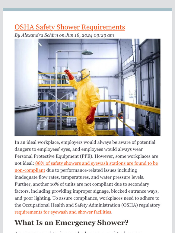 ANSI: New from the ANSI Blog: OSHA Safety Shower Requirements | Milled