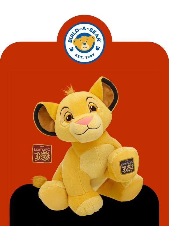 Build-A-Bear: NEW Disney The Lion King Simba 30th Anniversary Plush ...
