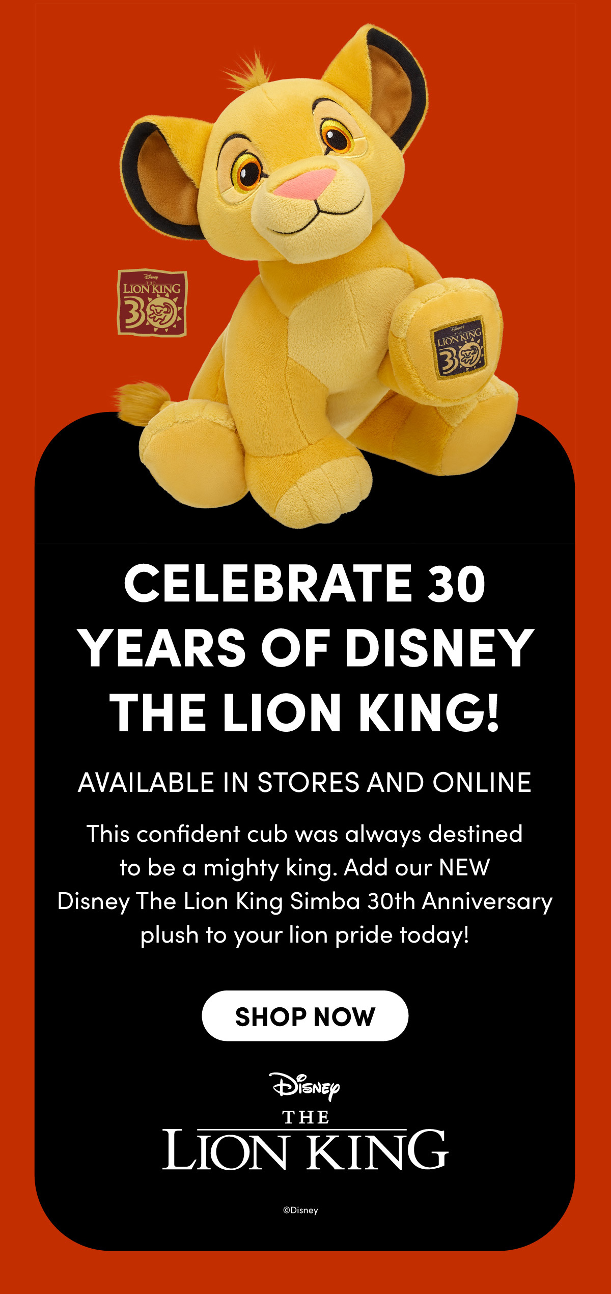 Build-A-Bear: NEW Disney The Lion King Simba 30th Anniversary Plush ...