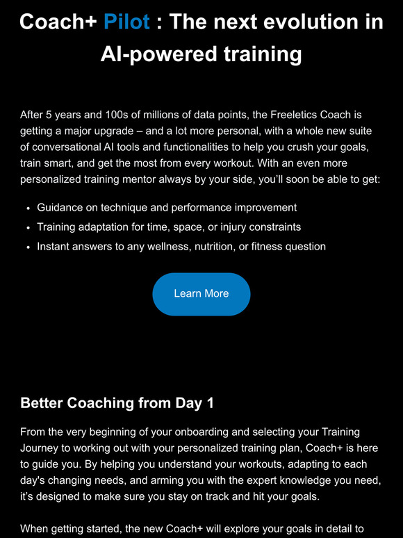 Freeletics: Coming soon: Meet the new Coach+ AI | Milled