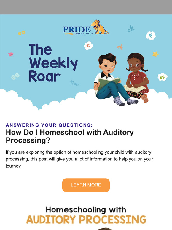 PRIDE Reading Program: 🦁 Weekly Roar - Homeschooling with Auditory ...
