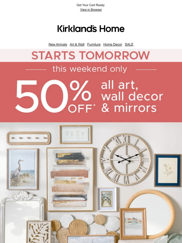 Kirkland's: Sneak Peek 👀 50% OFF Art & Wall Starts Tomorrow | Milled