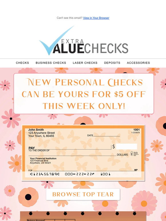 Extra Value Checks: Happening NOW: $5 off new checks! 💸 | Milled