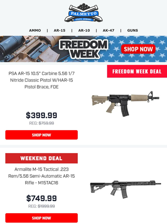 Palmetto State Armory: Freedom Week Deal! | PSA 10.5" Carbine 5.56 ...
