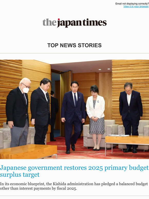 The Japan Times: Today's top news: Japanese government restores 2025 ...