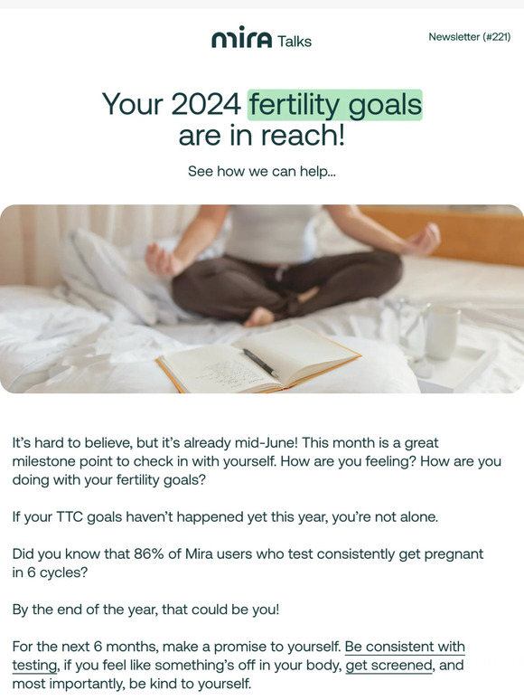 Mira Fertility: 6 months into 2024…how are your goals? ️ | Milled