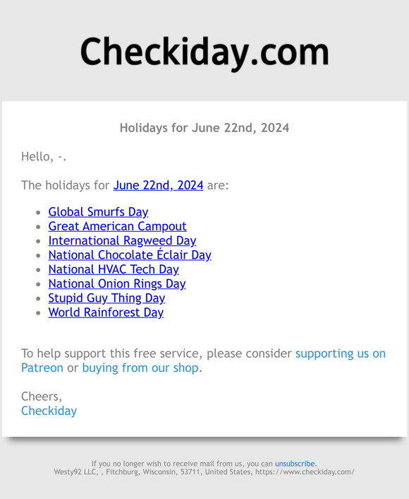 Checkiday: Holidays for June 22nd, 2024! 📅🎉 | Milled