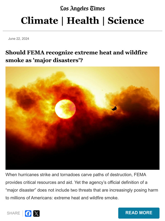 Los Angeles Times: Should FEMA recognize extreme heat and wildfire ...