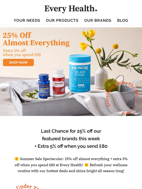 Every Health: Summer Savings ending soon! | Milled