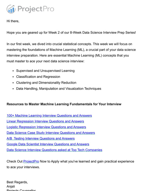 ProjectPro: Week 2 of your Data Science Interview Preparation | Milled