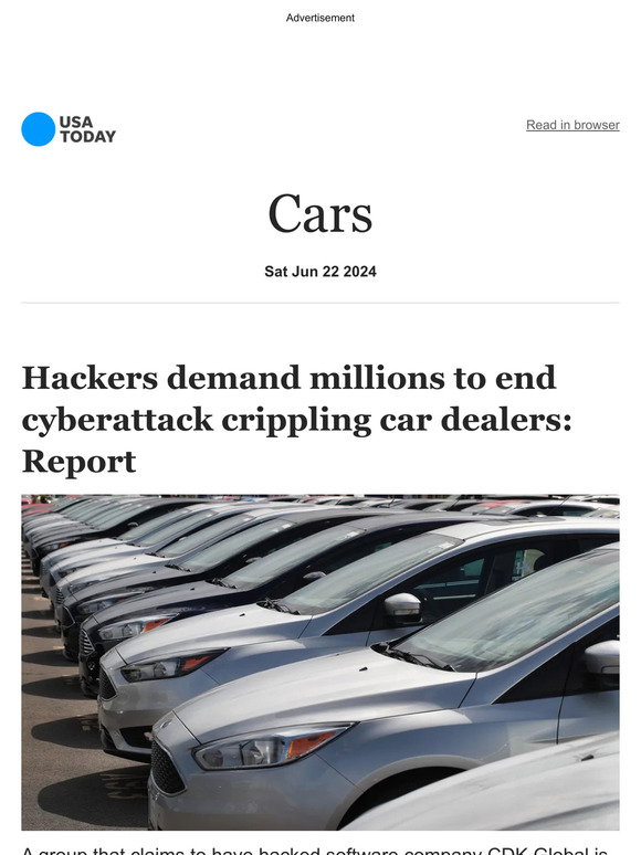 USA TODAY: Cars: Hackers demand millions to end cyberattack crippling ...