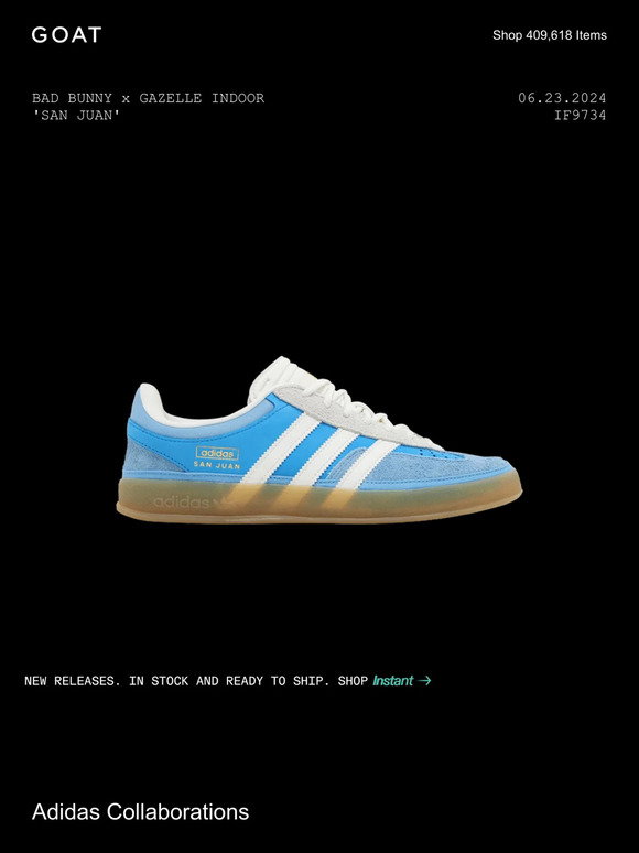 GOAT: [SEED] Just Dropped: Bad Bunny x Gazelle Indoor 'San Juan' | Milled