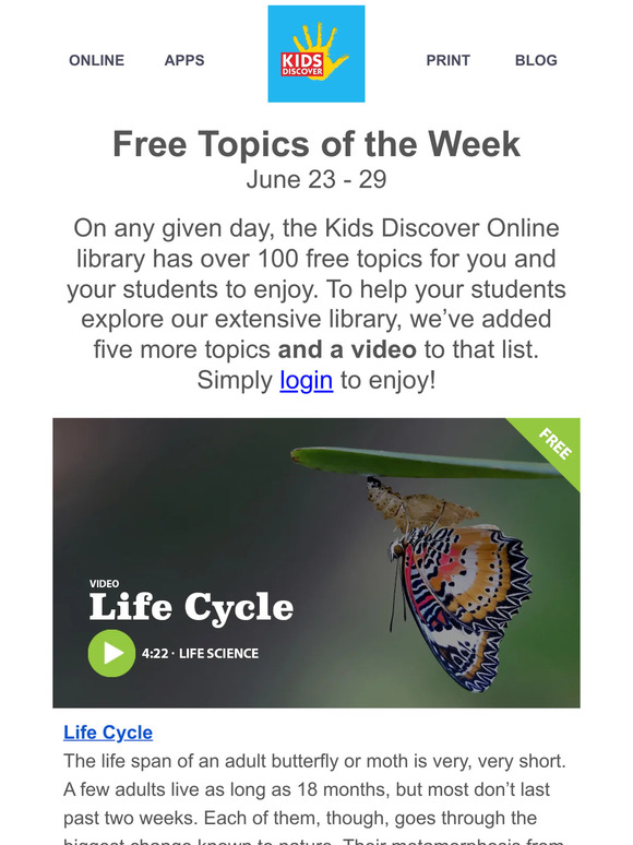 Kids Discover: New Video: Life Cycle; Plus Free Topics on the Roman ...