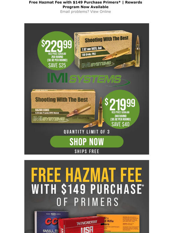 MidwayUSA: $219.99 (240 rds) IMI 556 | $229.99 (250 rds) IMI 7.62 | Milled