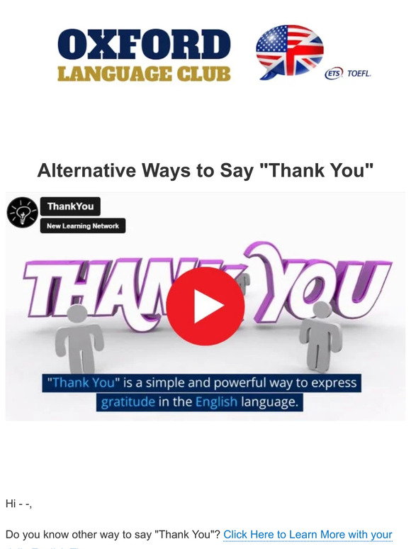 Oxford Language Club: Alternative Ways to Say "Thank You". Short Video ...
