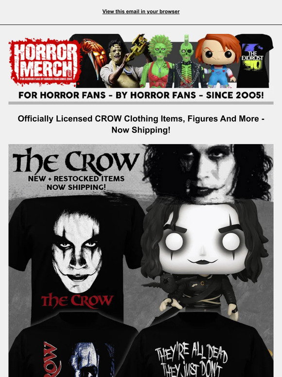 Horrormerch: The Crow 🖤 New And Restocked Clothing - Now Shipping! | Milled