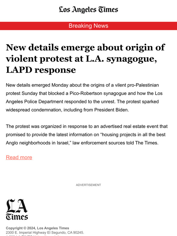Los Angeles Times: New details emerge about origin of violent protest ...