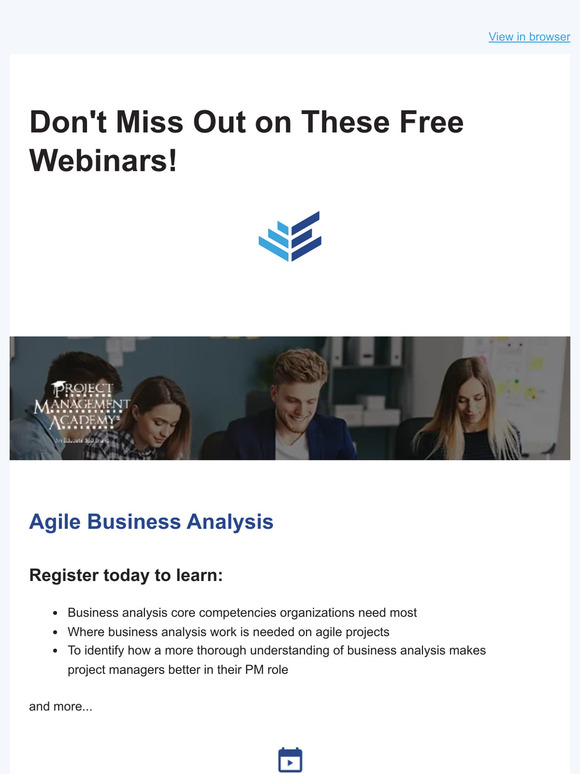 Project Management Academy: Build Your Skills Webinars Starting ...
