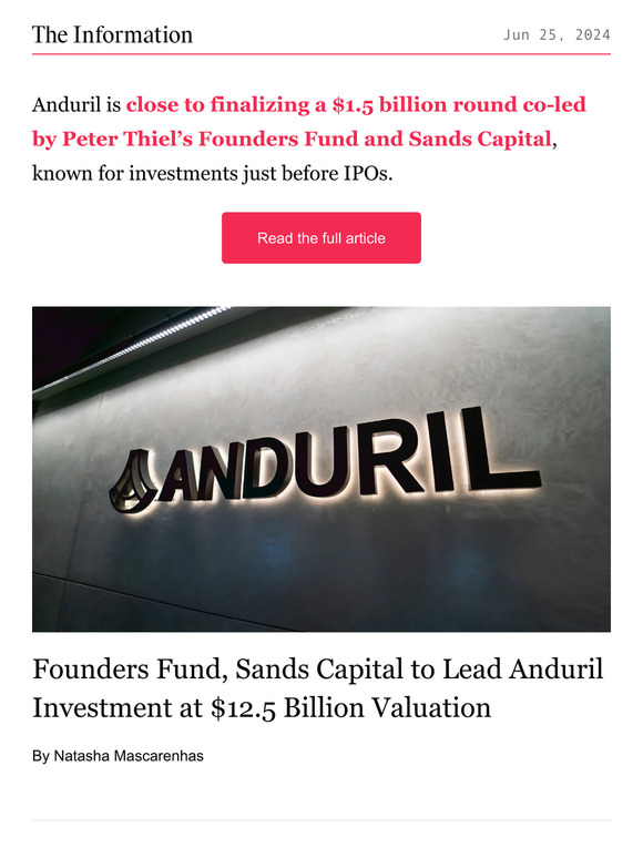 The Information: Exclusive: Founders Fund, Sands Capital to Lead ...
