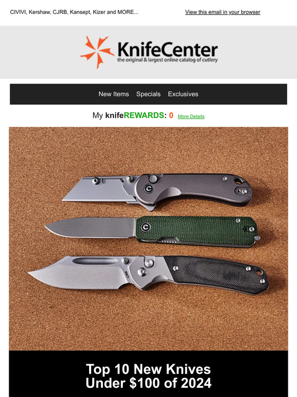 KnifeCenter: Top 10 New Knives Under $100 of 2024 | Milled