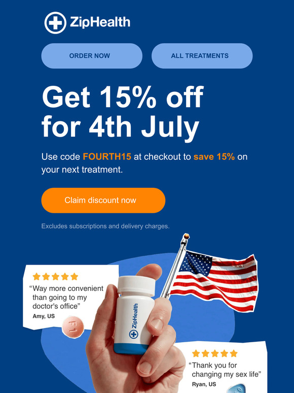 ZipHealth: Celebrate 4th of July with 15% off 🎆 | Milled