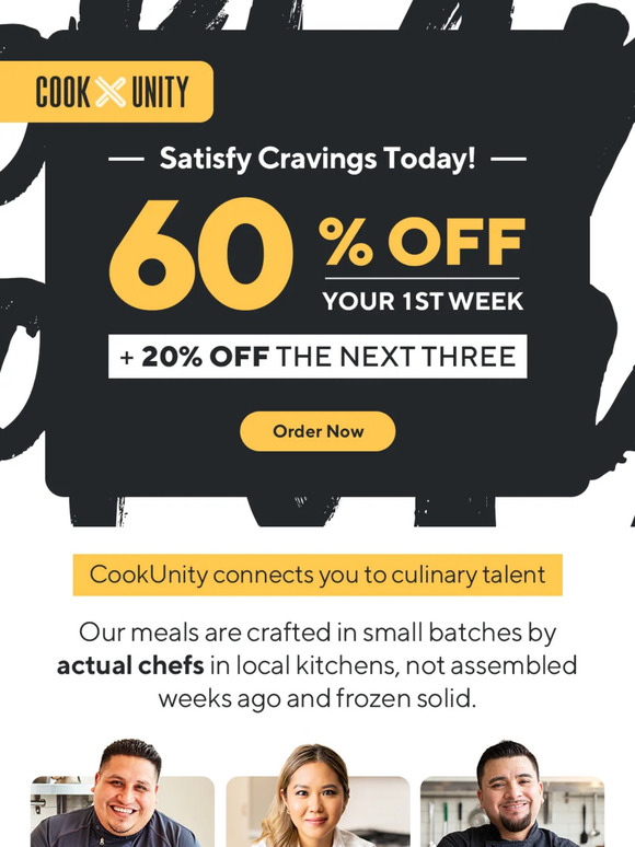 Cook Unity: 🔄 Warm up to savings – 60% OFF your favorite meals if you ...