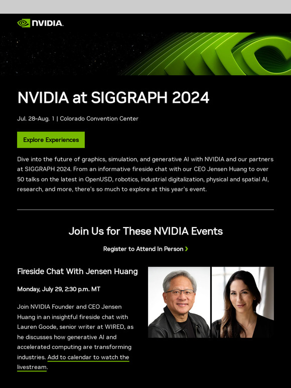 Nvidia: See NVIDIA at SIGGRAPH 2024 | Milled