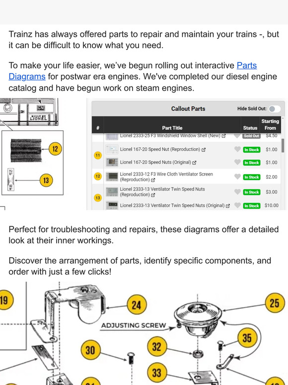 Trainz: Interactive parts diagrams at Trainz.com! | Milled