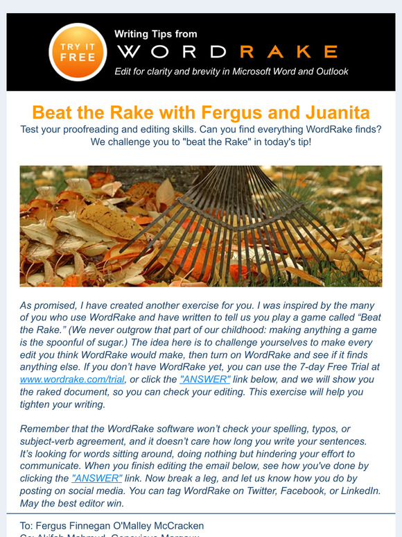 WordRake: Beat the Rake with Fergus and Juanita | Milled