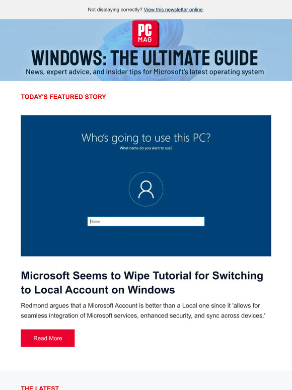 PC Mag Shop: Microsoft Seems to Wipe Tutorial for Switching to Local ...