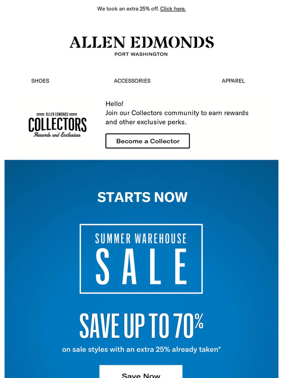 Allen Edmonds Email Newsletters: Shop Sales, Discounts, and Coupon Codes