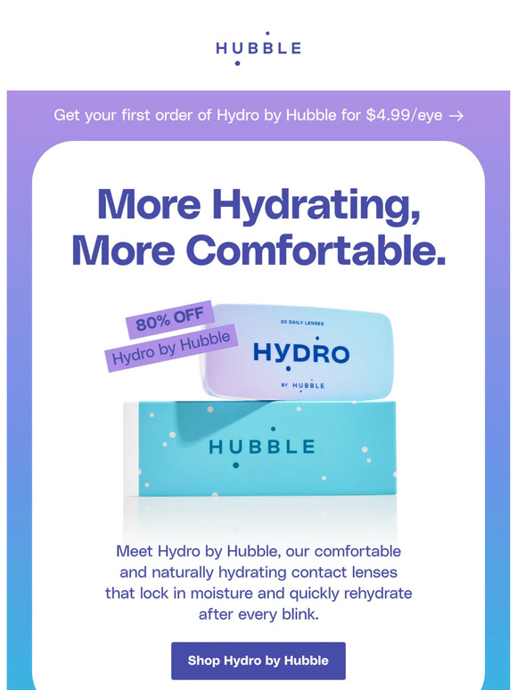 Hubble Contacts: Hydro by Hubble is only $4.99/eye. | Milled