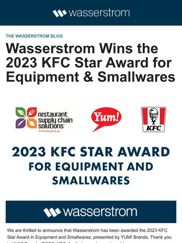 The Wasserstrom Company: Wasserstrom wins the 2023 KFC Star Award ...