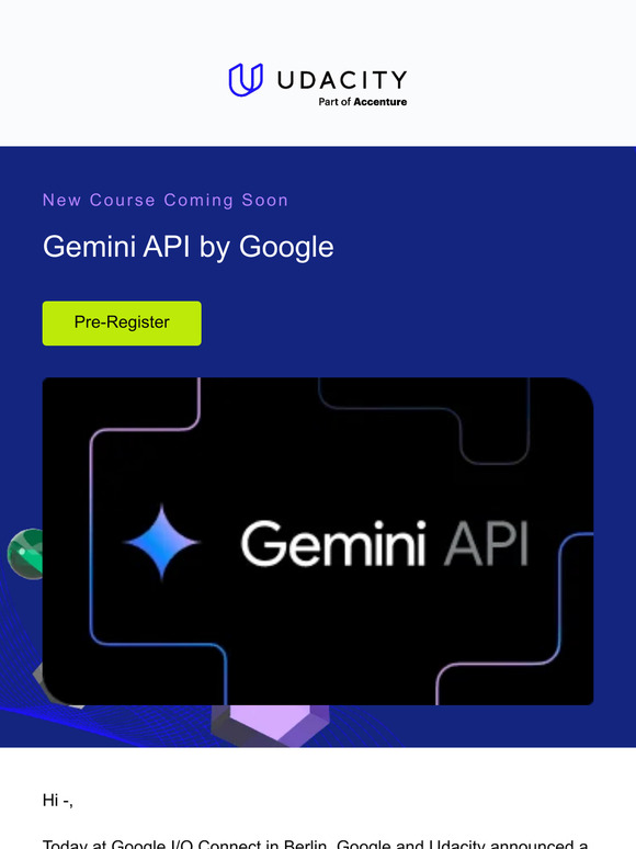 Udacity: Pre-register now: Gemini API by Google Course | Milled
