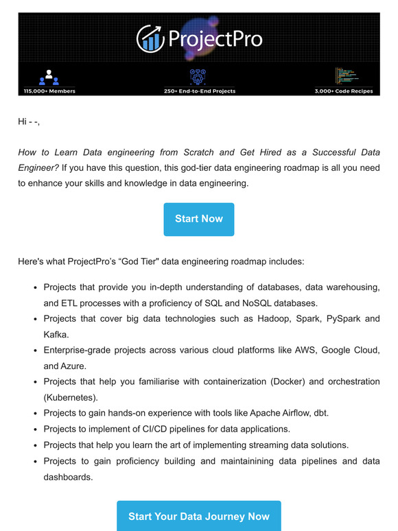ProjectPro: God Tier Data Engineering Roadmap For You! | Milled