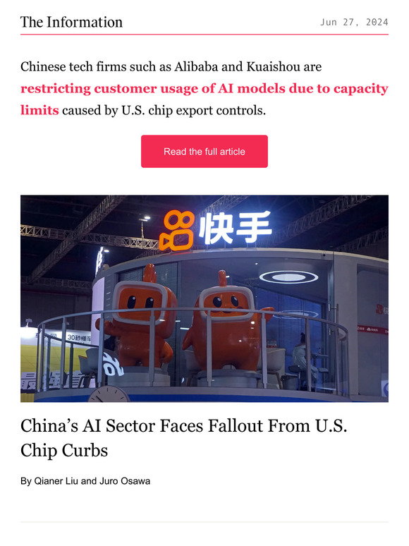 The Information: China’s AI Sector Faces Fallout From U.S. Chip Curbs ...